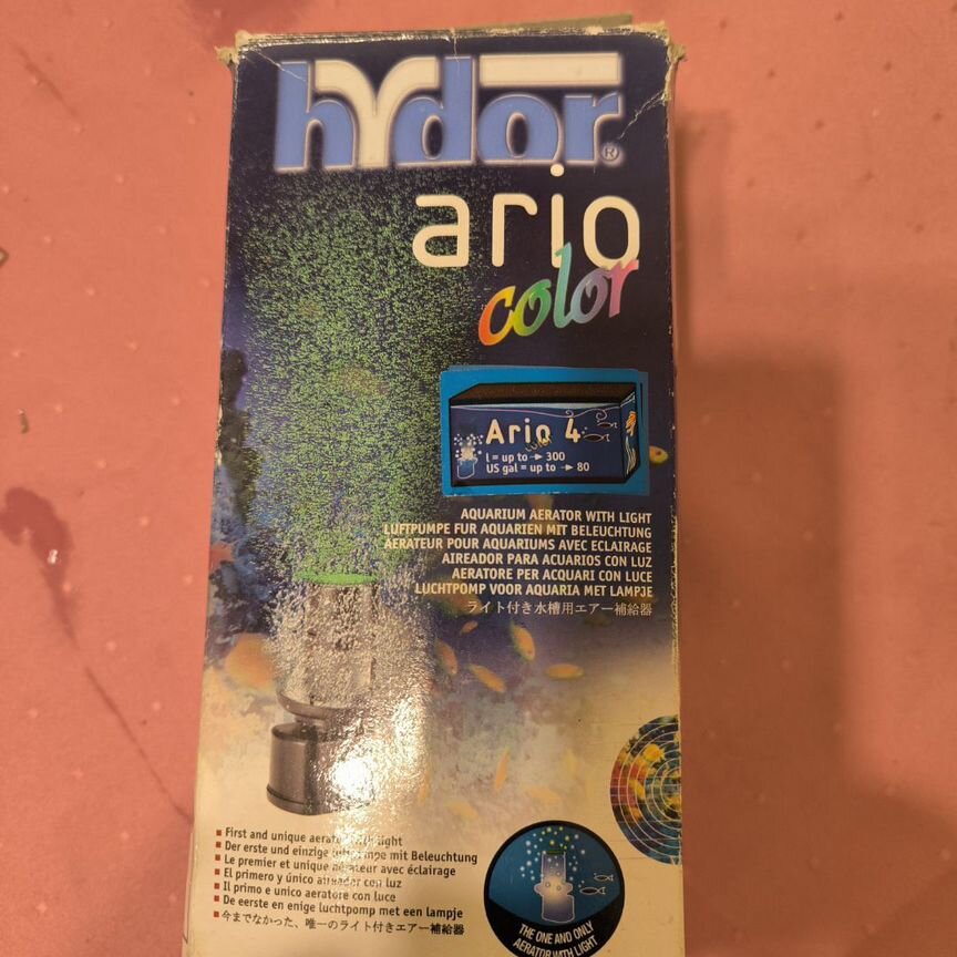 Аэратор аквариум. Hydor Ario Color 4 с подсветкой