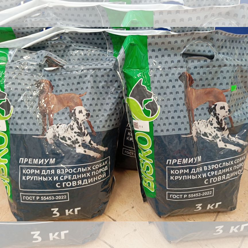 Корм для собак Bisko с говядиной, 3 кг