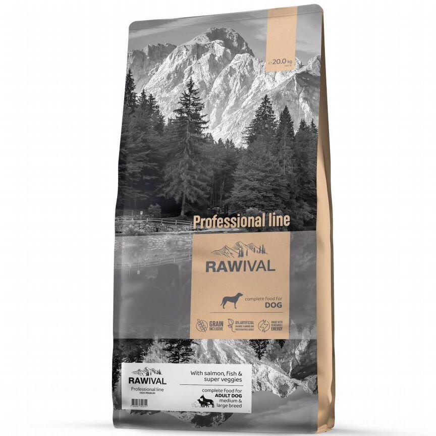 Сухой корм rawival TB (Сербия) бридер для собак с рыбой - 20 кг