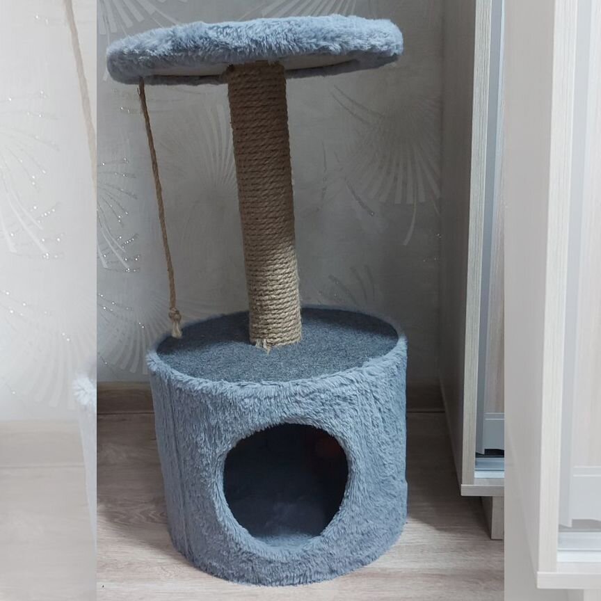 Когтеточка с домиком и лежанкой бу