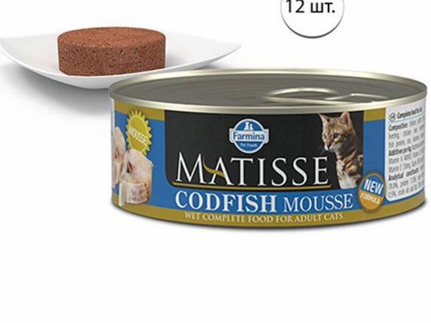 Корм для кошек Farmina Matisse, мусс с треской