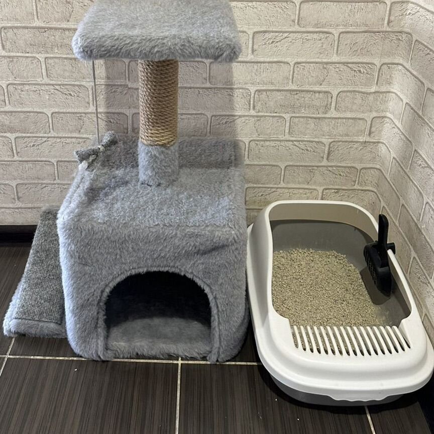 Когтеточка домик для кошки лоток