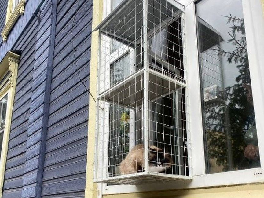 Кошачий балкончик на окно, вольер