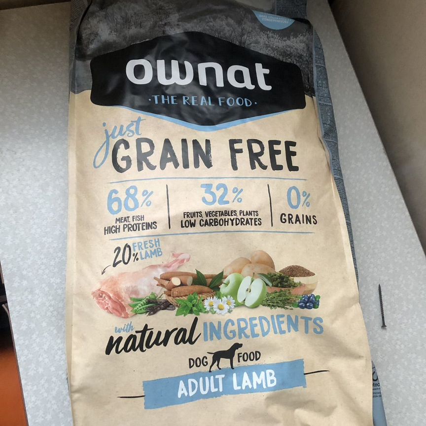 Корм для собак ownat grain free adult lamb 14 кг
