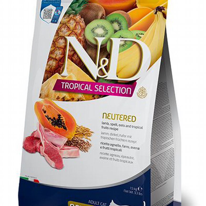 Farmina N&D Tropical Lamb Spelt для кошек 1,5 кг