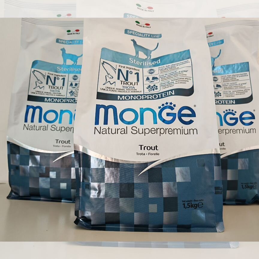 Сухой корм Monge Cat Sterilised форель, 1,5 кг