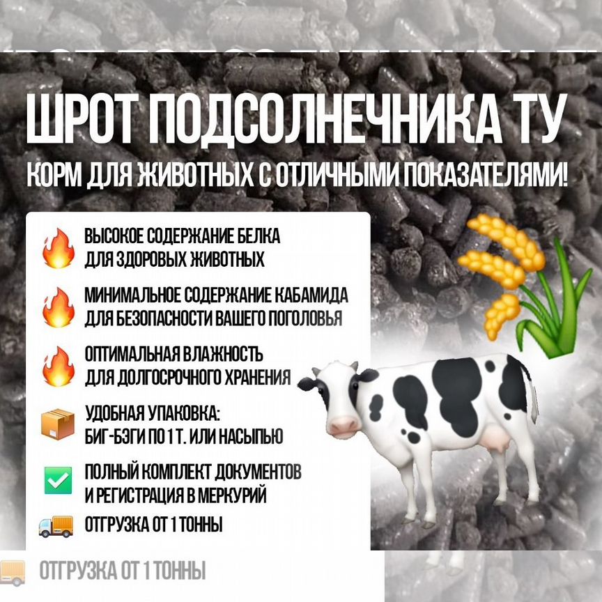 Подсолнечный шрот для комбикормов