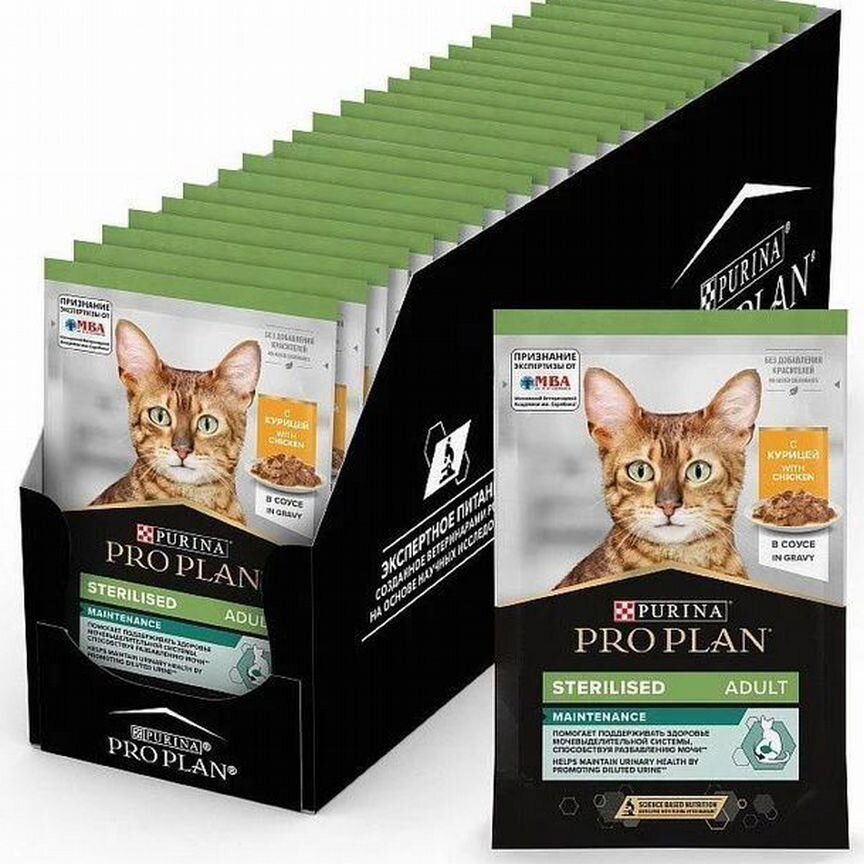 Влажный корм для стерил. кошек proplan курица