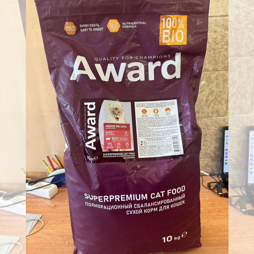 Корм для кошек Award Indoor big cats 10кг