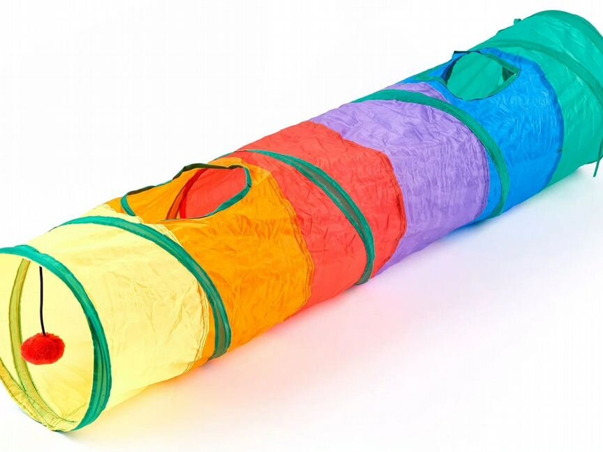 Туннель для кошек с игрушкой, 120 х 25 см, разноцв