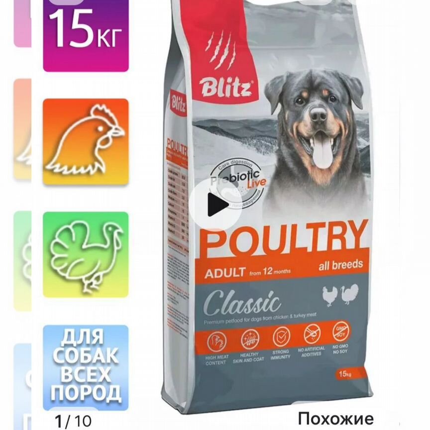 Корм для собак blitz