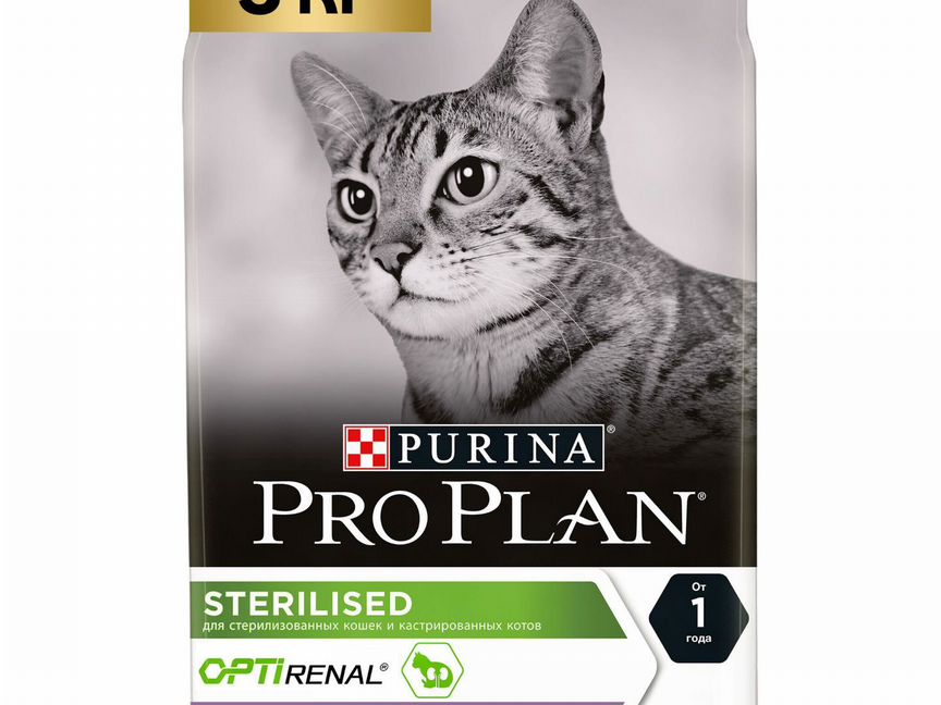 Корм д/кошек Pro Plan стерил.3кг индейка