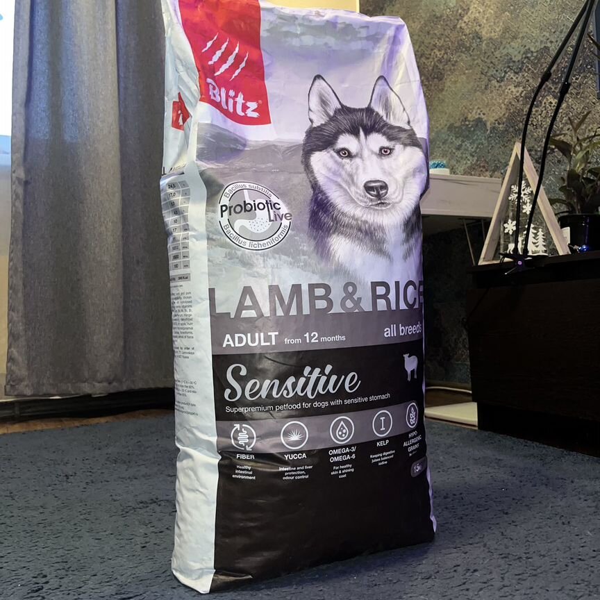 Blitz 15 кг для собак с ягненком и рисом