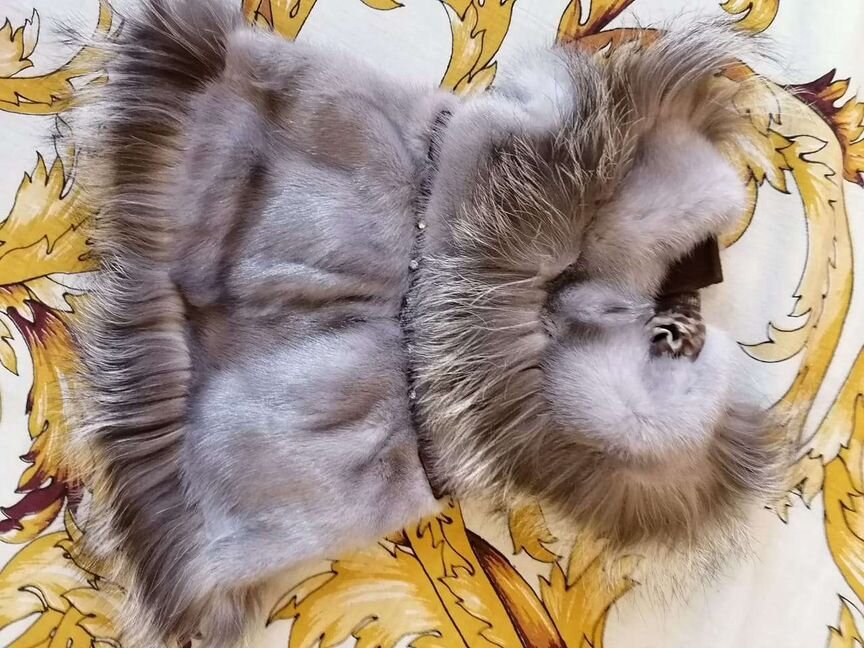 Шуба норковая голубая