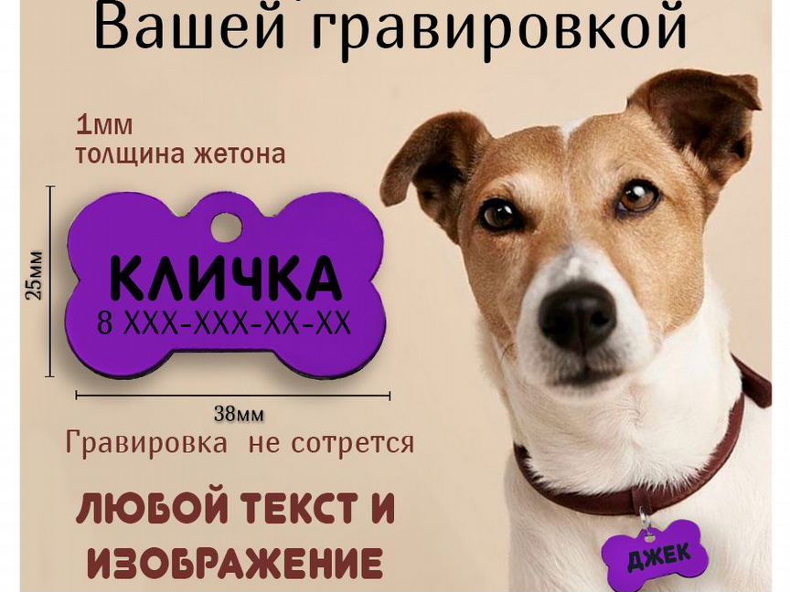 Адресник для домашних животных, с гравировкой, бол