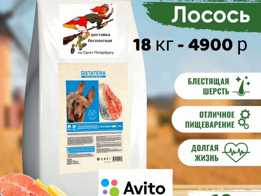 Корм Статера Statera для собак с лососем с рыбой