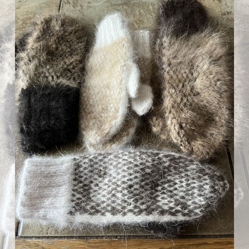 Варежки из собачьего пуха двойные