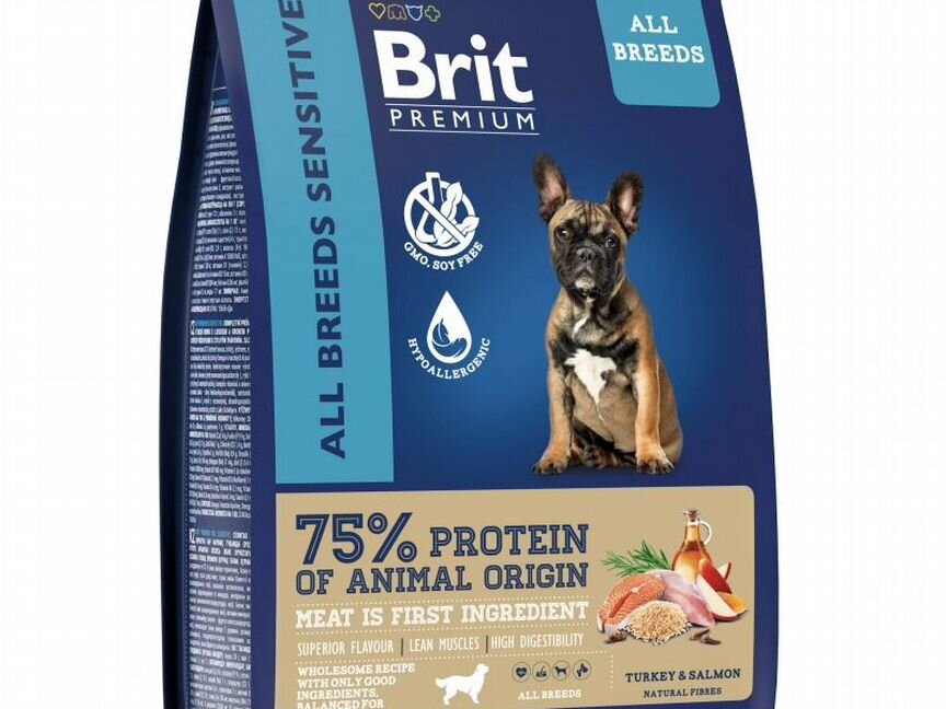 Brit Premium Dog Sensitive с лососем и индейкой 3к