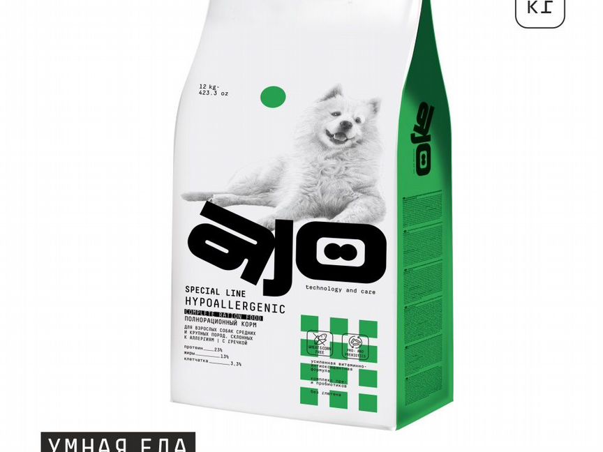 Сухой корм для собак аjo Айо оленина гречка 12 кг