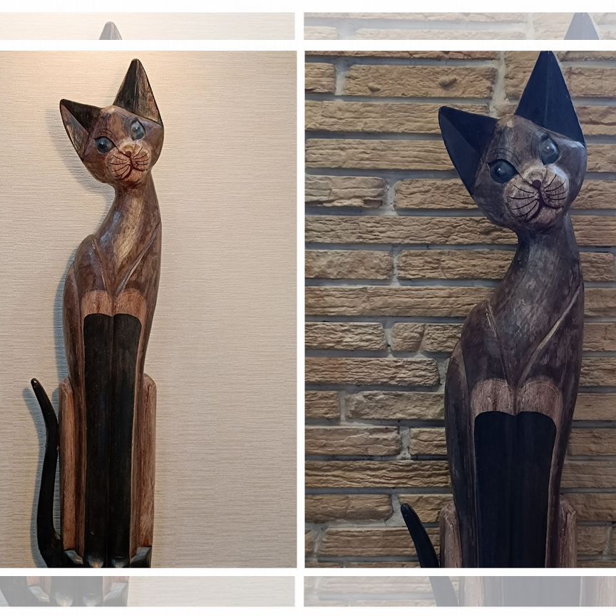 Статуэтка фигурка кот дерево суар Индонезия