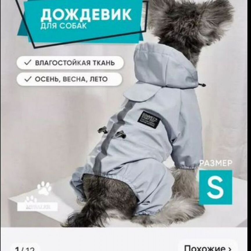 Дождевик для собак мелких пород