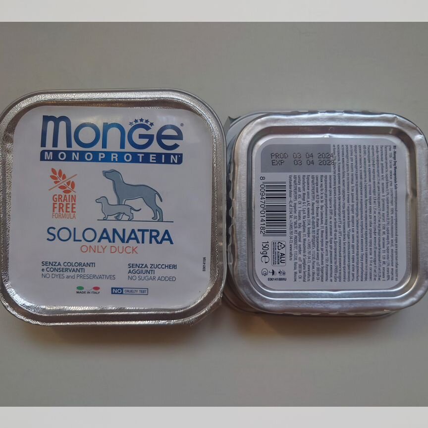Паштет Monge(only duck) для собак 12 шт