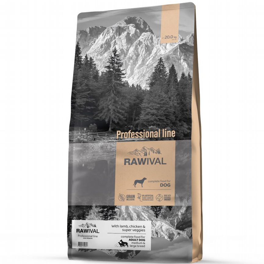 Сухой корм rawival TB (Сербия) бридер для собак с ягненком и курицей - 20 кг