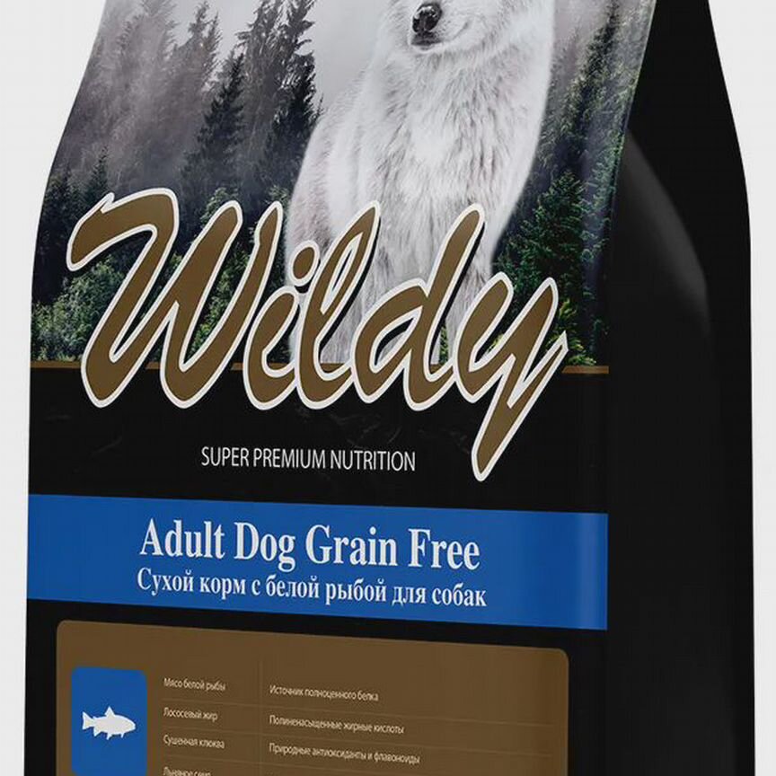 Корм для собак wildy adult DOG grain free с белой