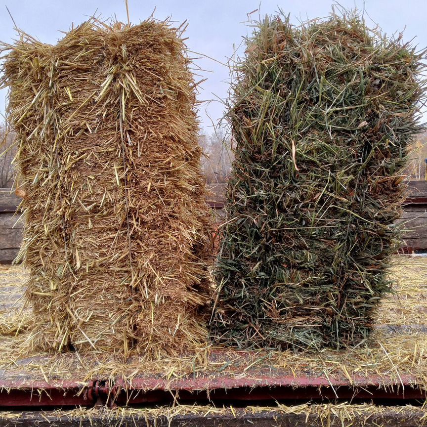 Сено, солома в тюках