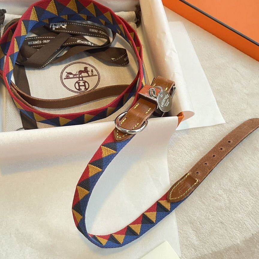 Ошейник hermes поводок брендовый