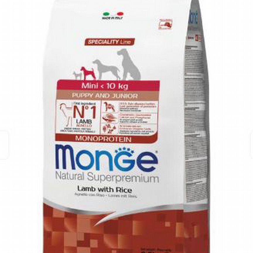 Корм для собак Monge Puppy Mini(ягнен) 7,5 кг