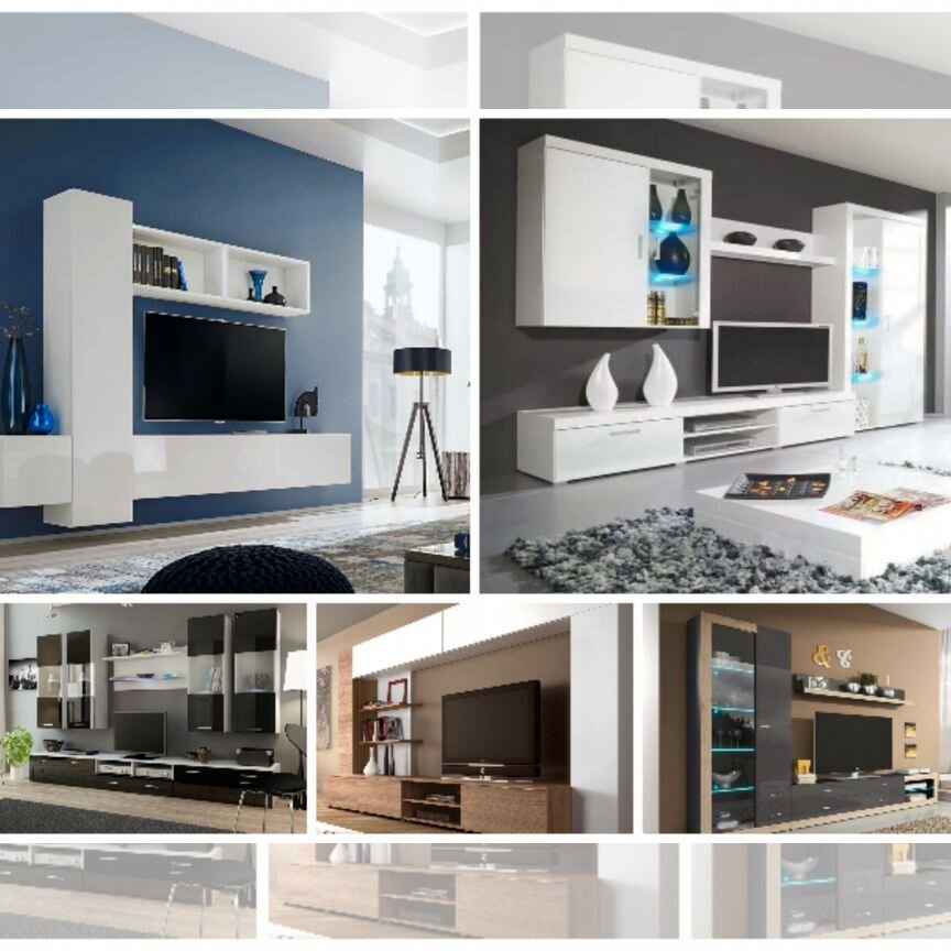 Современные стенки в гостиную под заказ