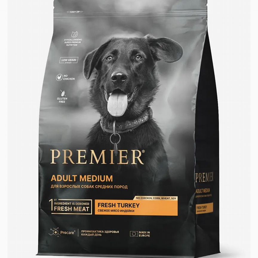 Корм для собак Premier adult Medium 3 кг индейка