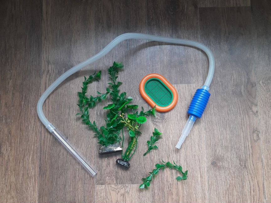 Искусственные водоросли, кормушка для рыб, сифон