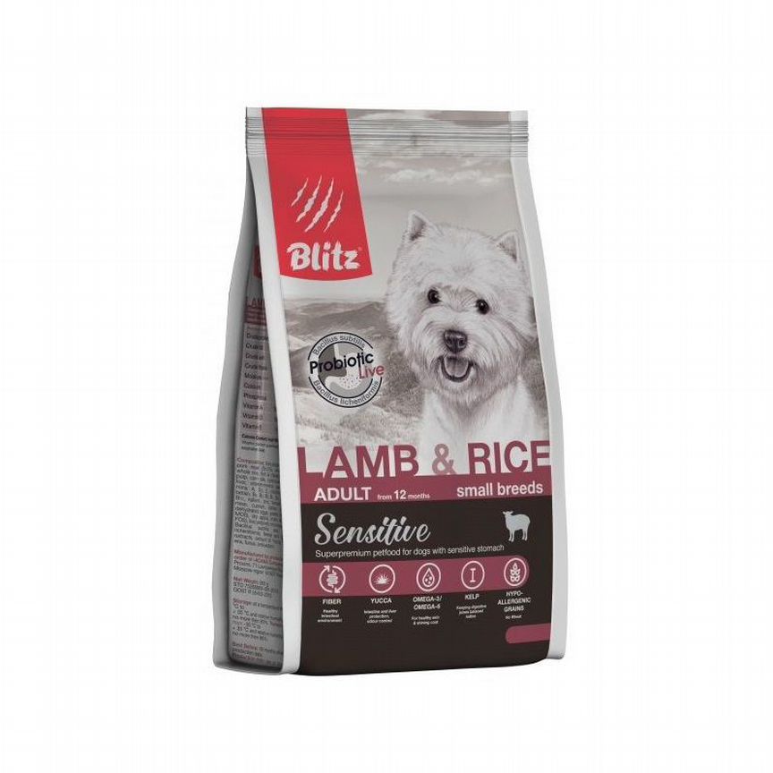 Blitz Adult Small с Ягненком и рисом для собак мелких пород