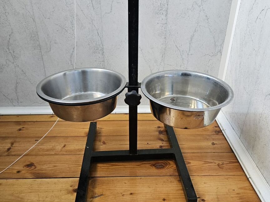 Нерж.миска для собак на подставке, стойка, 2,8л