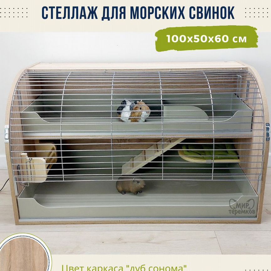 Клетка для морских свинок 100х50х60,сонома, круг16