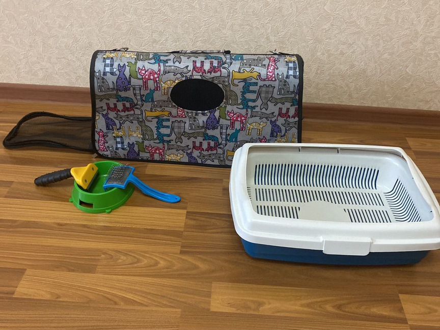 Переноска для кошек бу,кошачий лоток,миска,2 расч