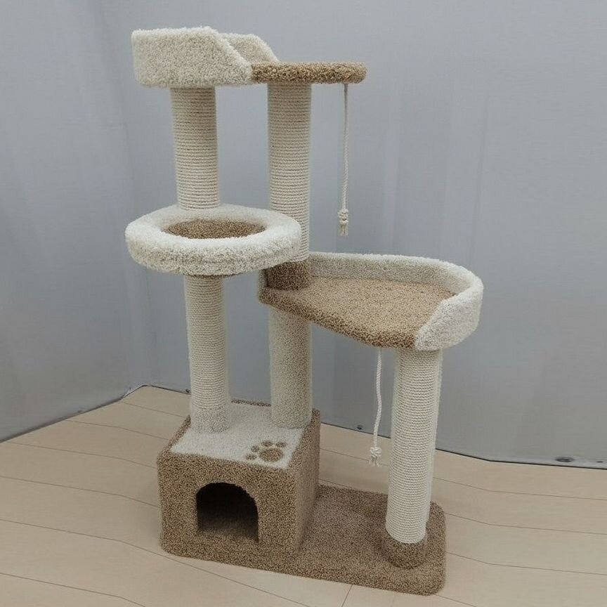 Игровой комплекс когтеточка с домиком и лежанкой