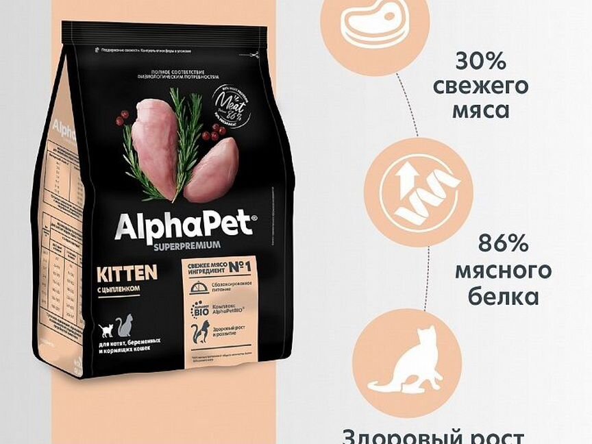 AlphaPet Superpremium Kitten с Цыпленком для котят