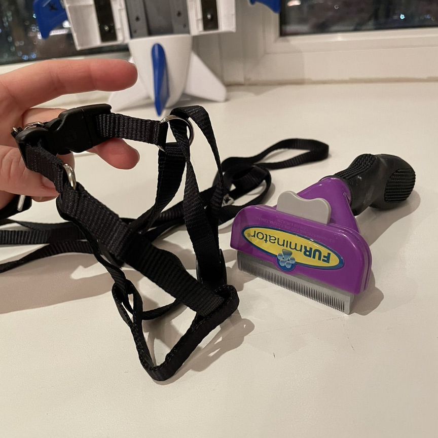 Фурминатор и шлейка для кошек