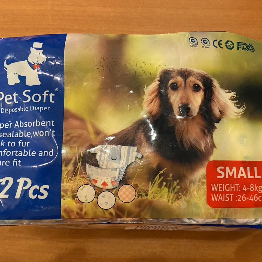 Подгузники для собак Pet Soft, размер S (4-8 кг)