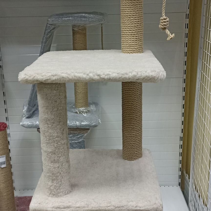 Когтеточка с домиком и лежанкой высокая, новая