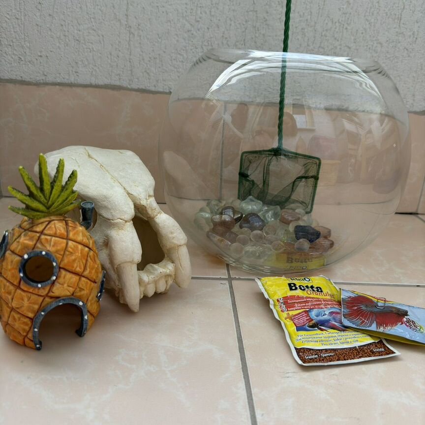 Аквариум круглый 8л для петушка с подсветкой