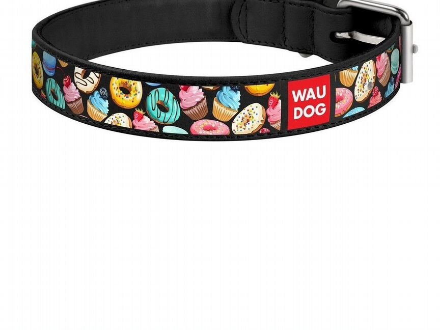 Ошейник waudog Design с рисунком Пончики (ширина 2