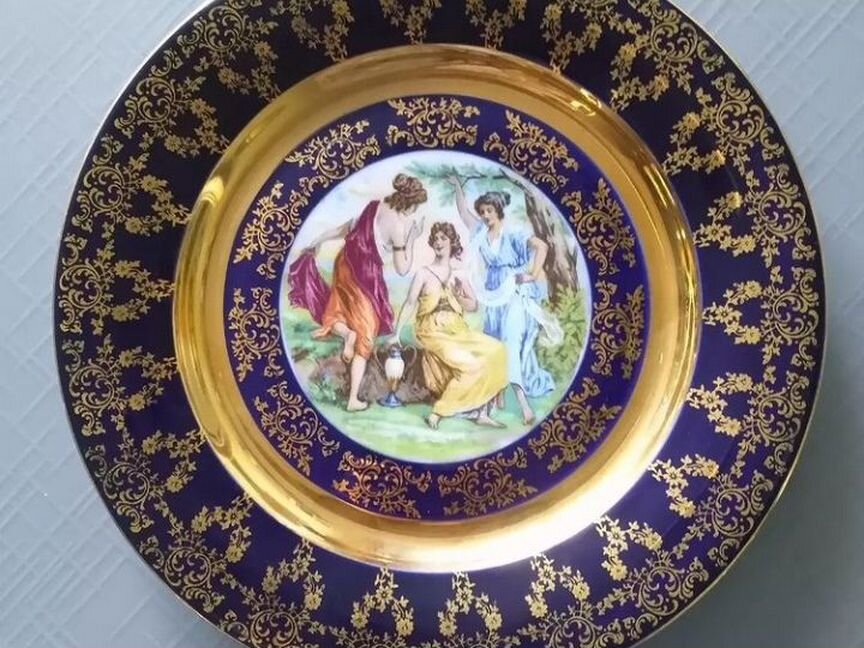 Декоративная тарелка фарфор кобальт Чехословакия