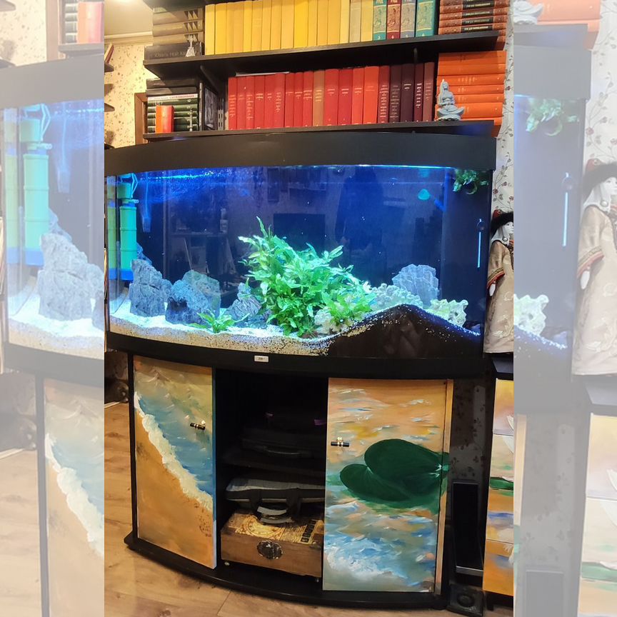 Аквариум панорамный juwel 280 литров с тумбой