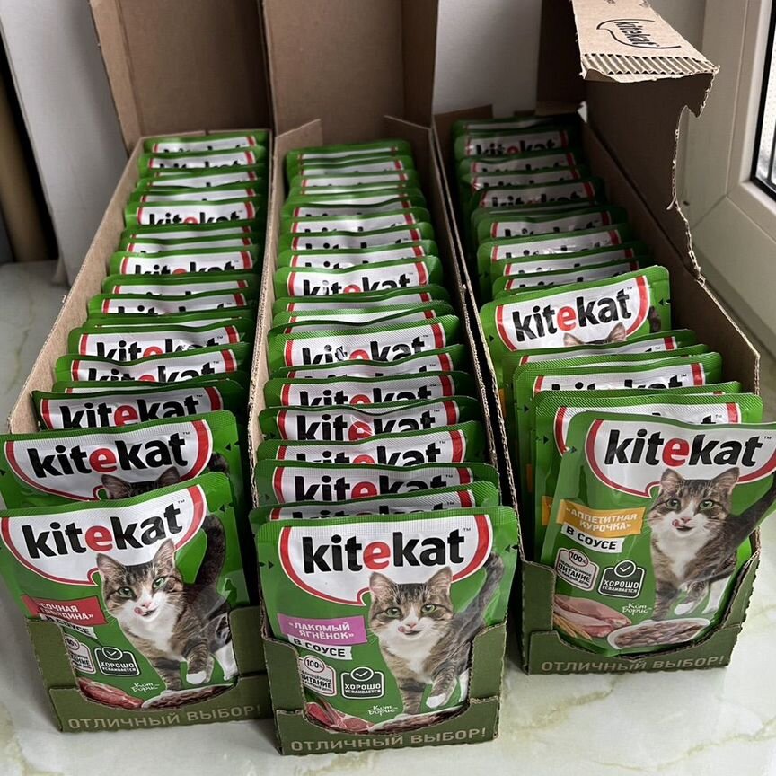 Корм в пакетиках Kitekat 100шт