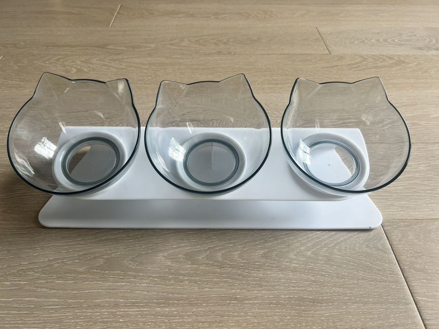 Миска для кошек для собак тройная на подставке