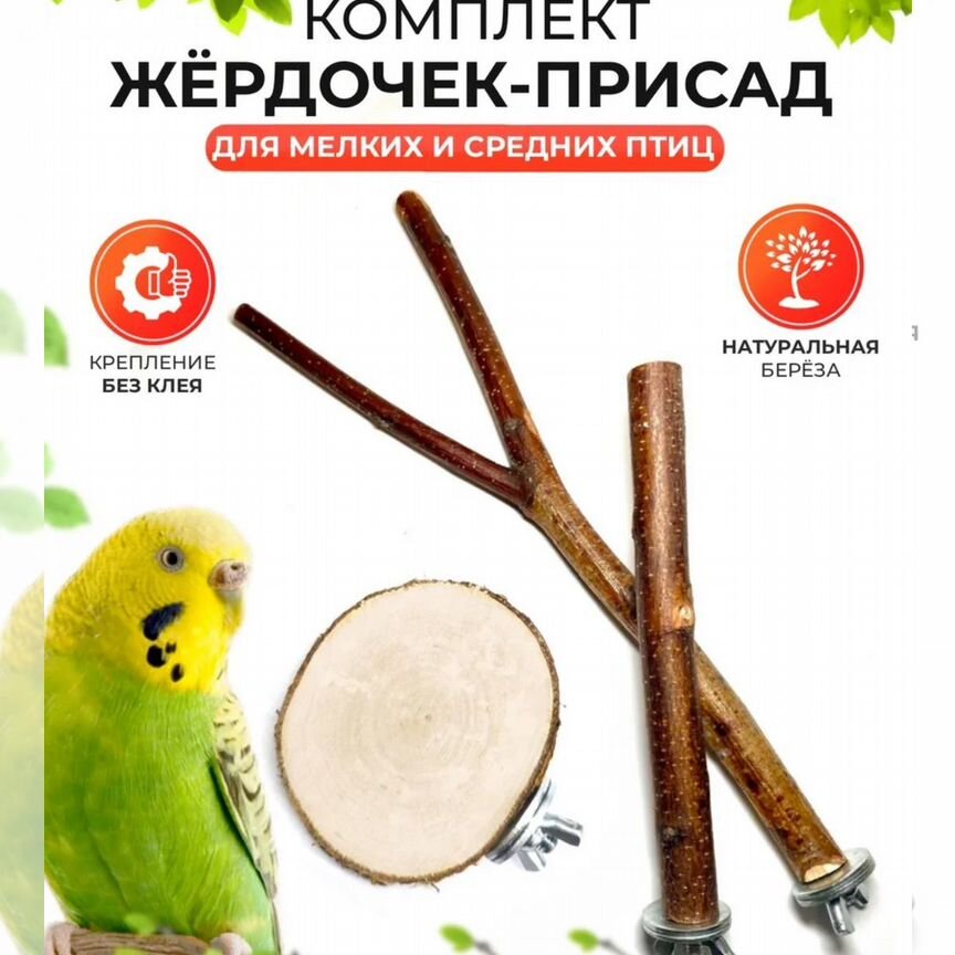 Жердочки для птиц из органического дерева